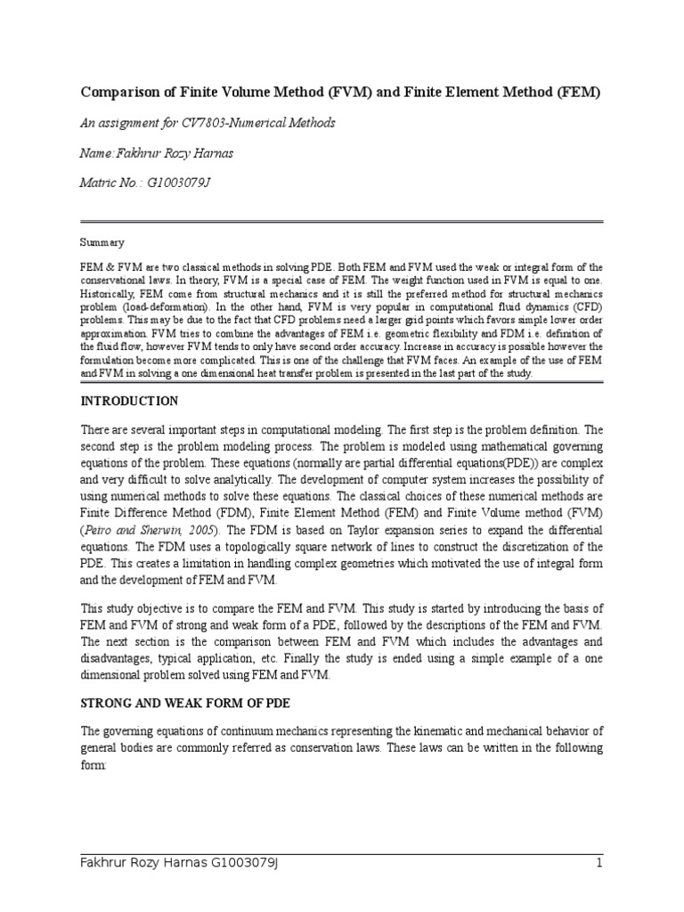 Comparison of Finite Volume Method | PDF | Finite Element Method ...