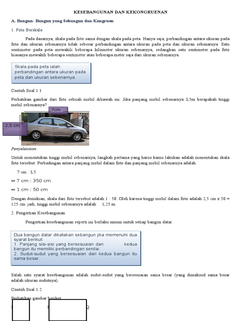 Modul Kesebangunan Dan Kekongruenan Matematika Kelas 9 Sem 1 | PDF
