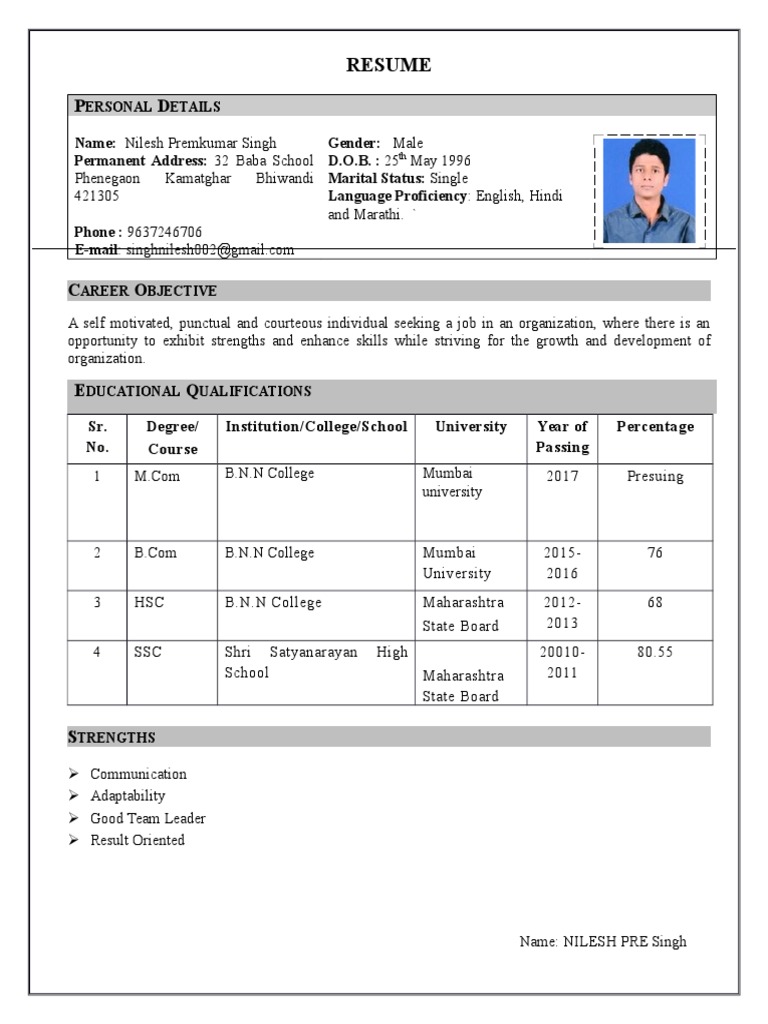 Nilesh Premkumar Singh Resume | PDF