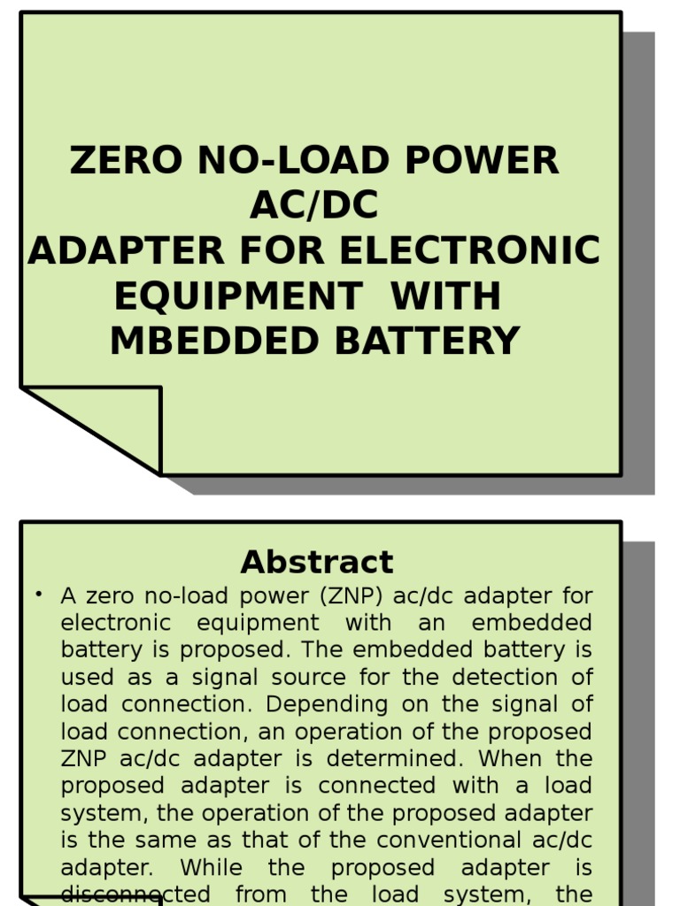 Zero No-Load Power Ac/Dc Adapter For Electronic Equipment With Mbedded ...