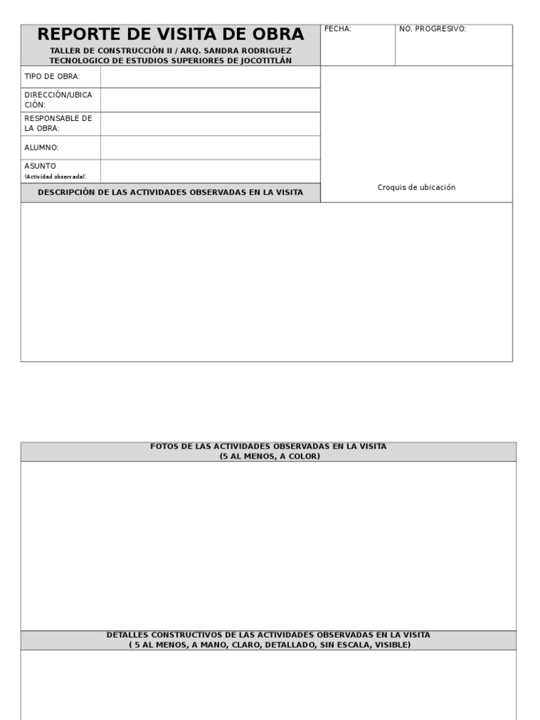 Reporte de Visita de Obra