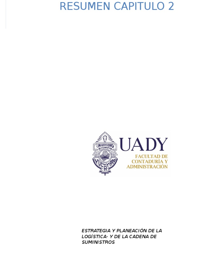 CAPITULO 2 - Ronald Ballou Resumen | PDF | Logística | Planificación