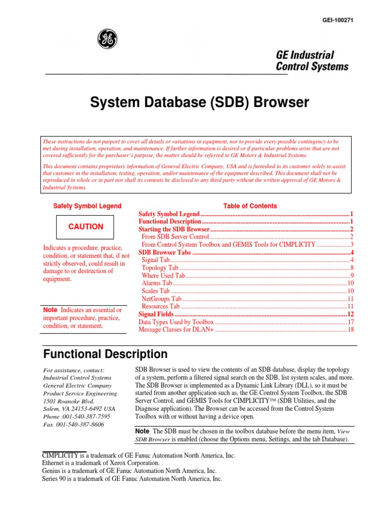 GEI-100271 System Database (SDB) Browser PDF | PDF | String (Computer Science) | Boolean Data Type
