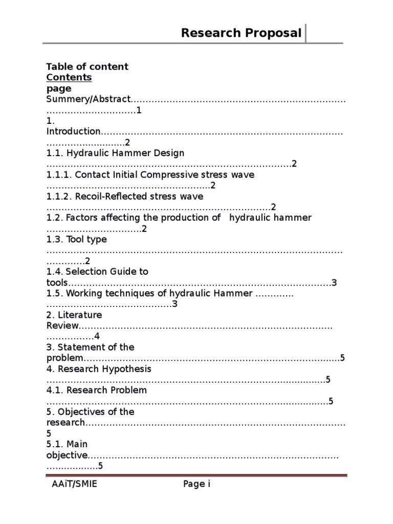 Research Proposal: Table of Content | PDF