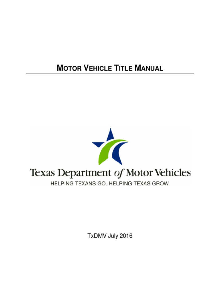 Motor Vehicle Title Manual Book 451 | Download Free PDF | Vehicles ...