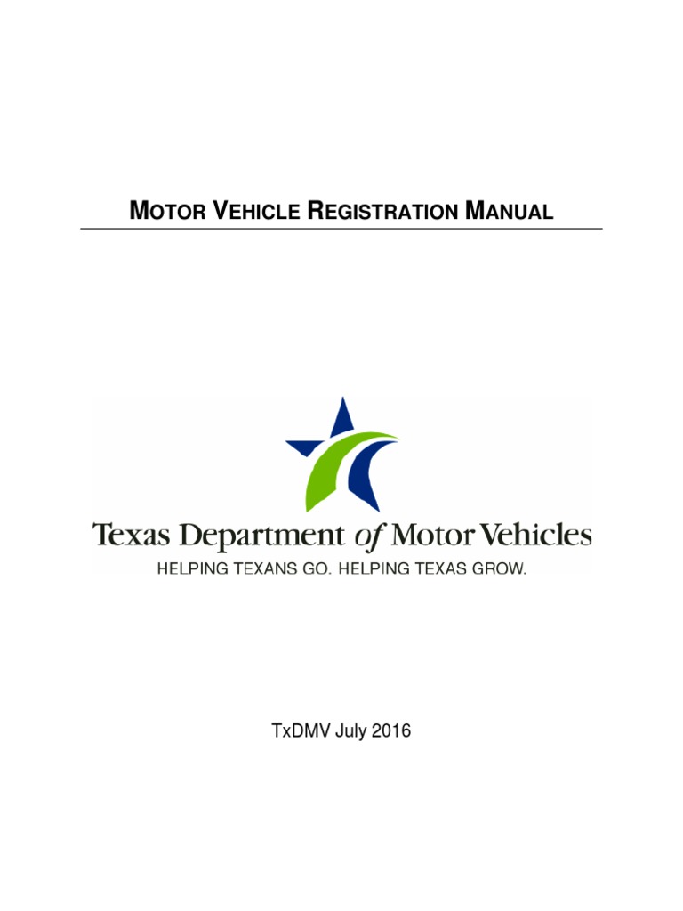 Motor Vehicle Registration Manual Book 298 | PDF | Vehicle Registration ...