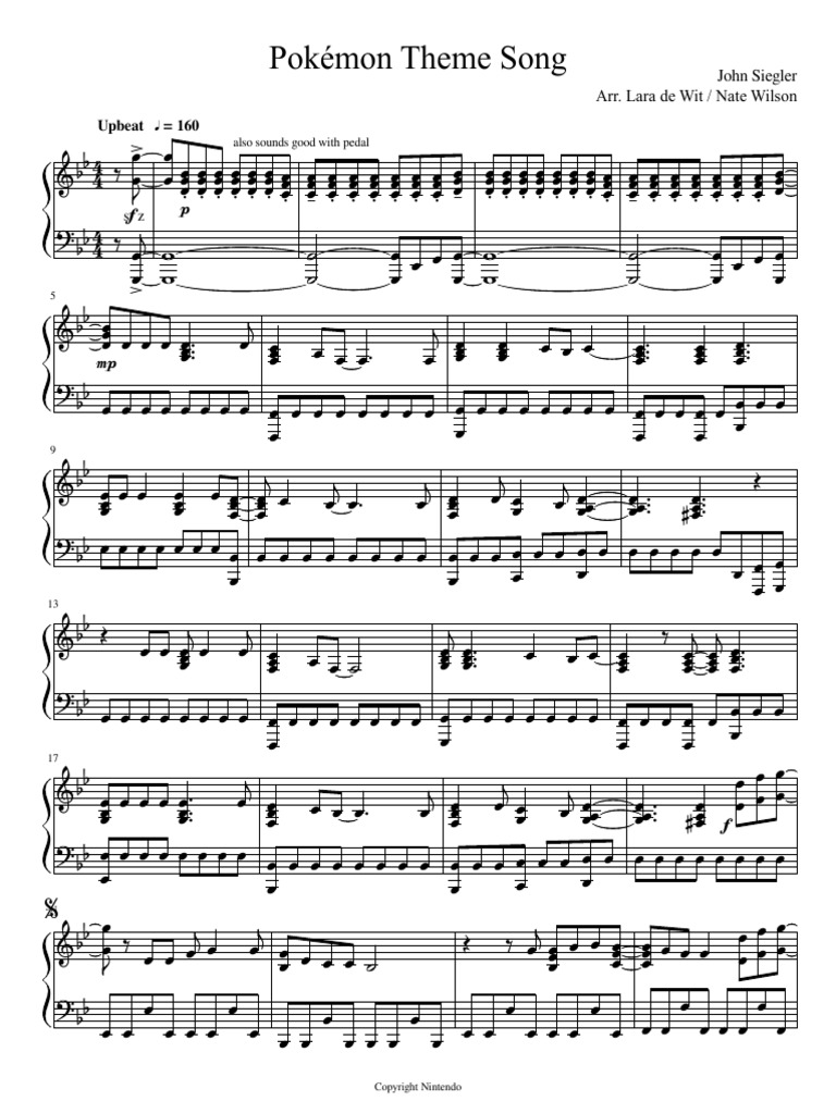 Pokemon Theme Song Piano | PDF