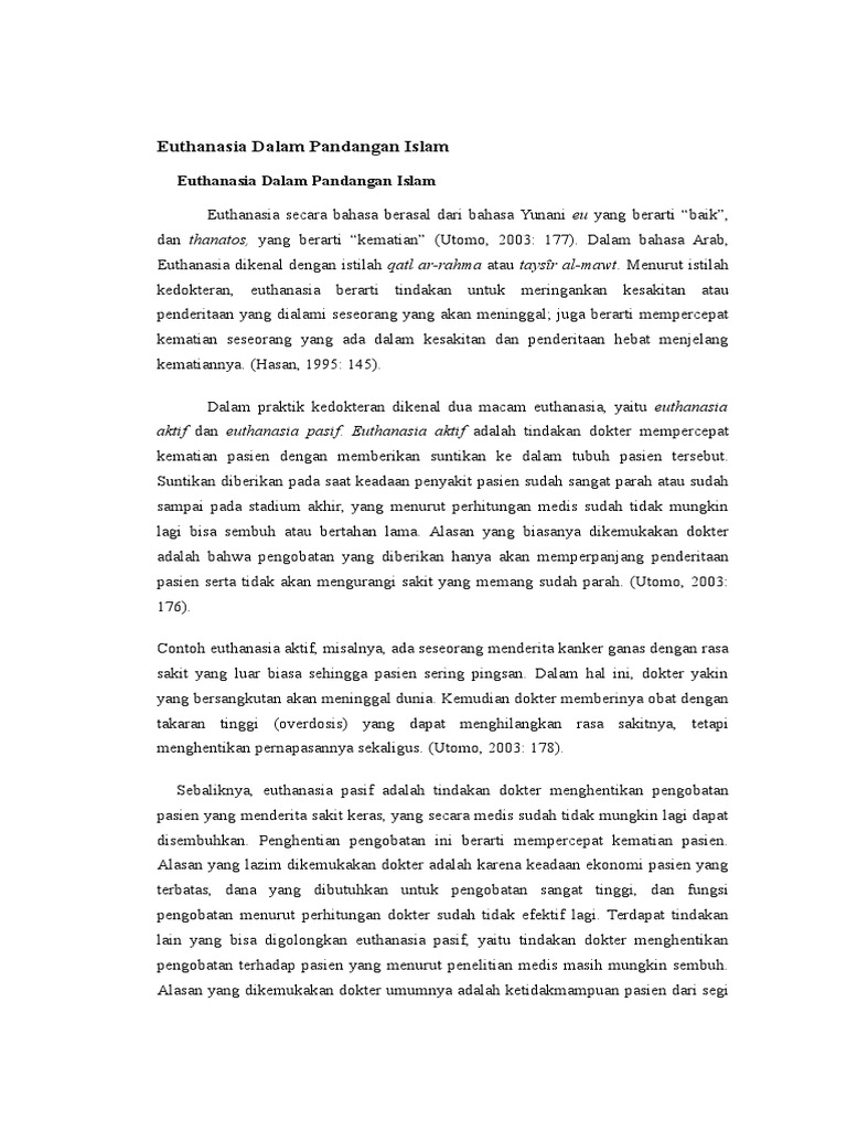 Hukum Euthanasia dalam Islam | PDF