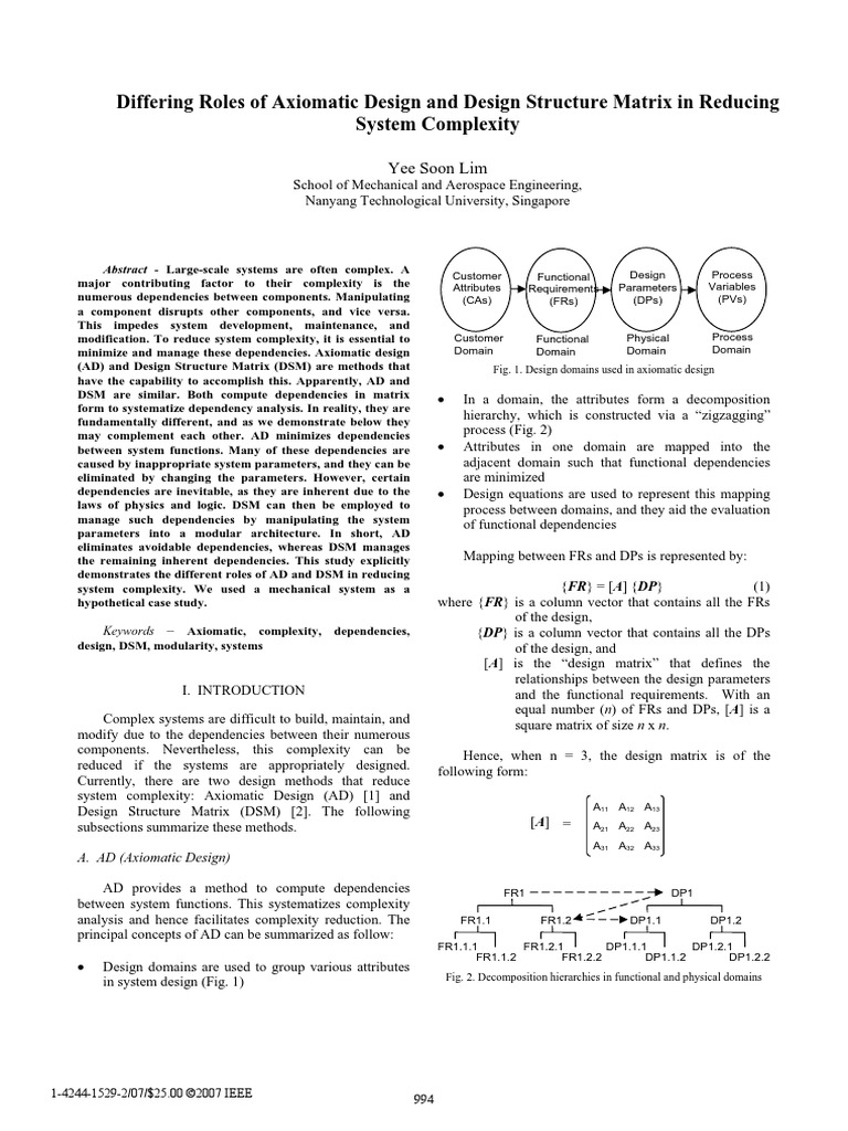 Differing Roles of Axiomatic Design and Design Structure Matrix in ...