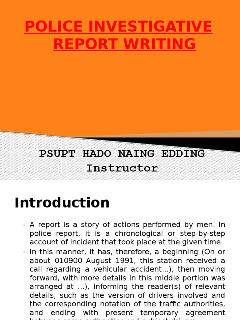 Essentials of Police Report Writing | PDF | Classified Information In ...