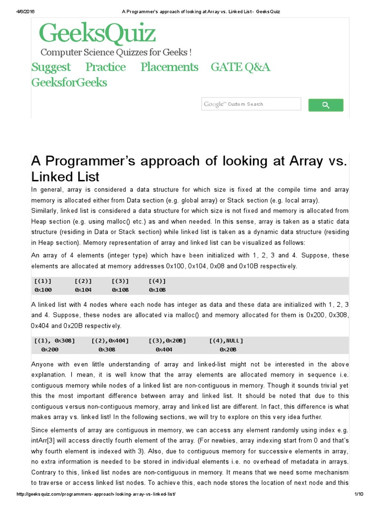 A Programmer's Approach of Looking at Array Vs | PDF | Array Data Structure | Software Engineering
