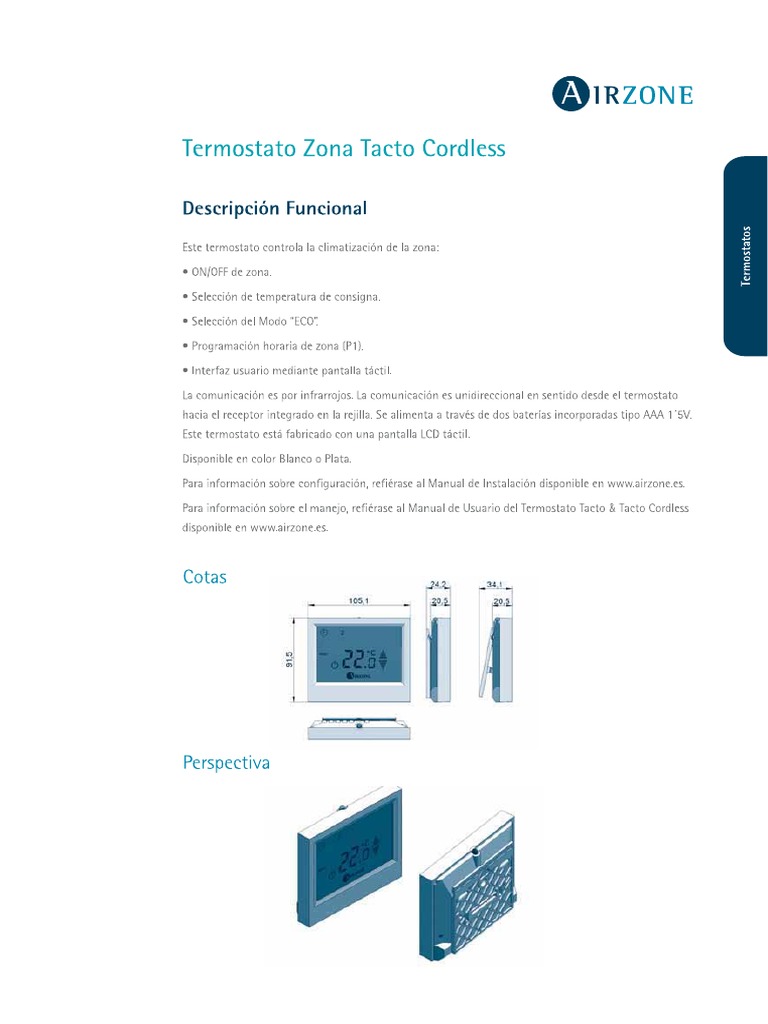 Airzone Termostato Tacto | PDF