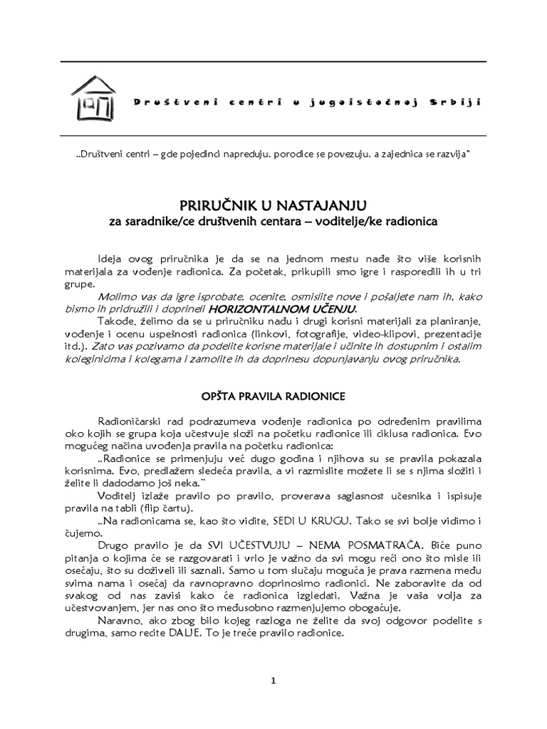 Prirucnik Za Radionice | PDF