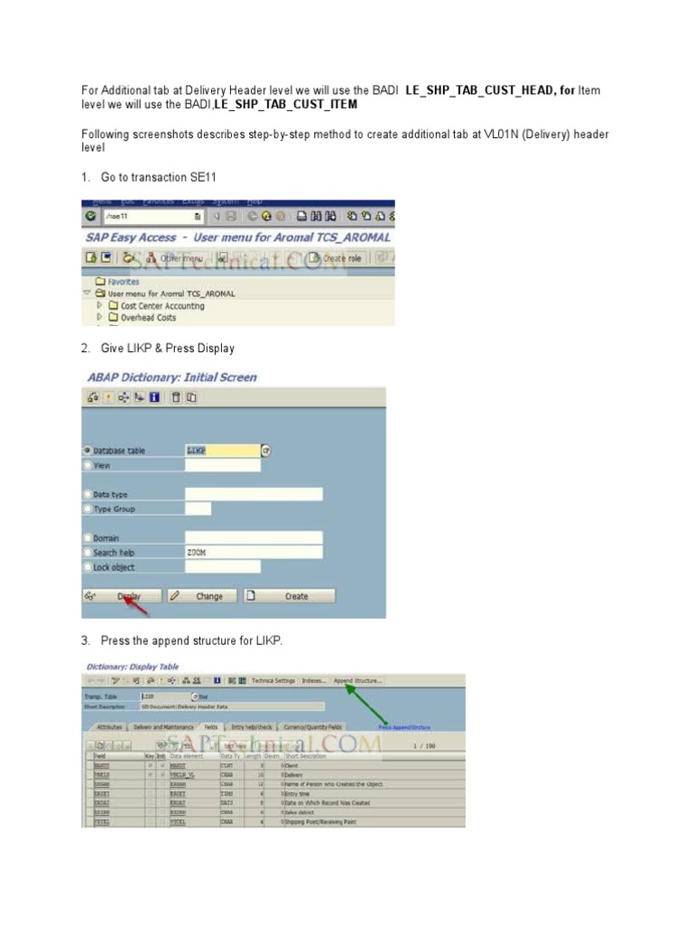 Custom Tab in Delivery (VL01N) - Header - Item Level | PDF | Subroutine | Information Technology ...