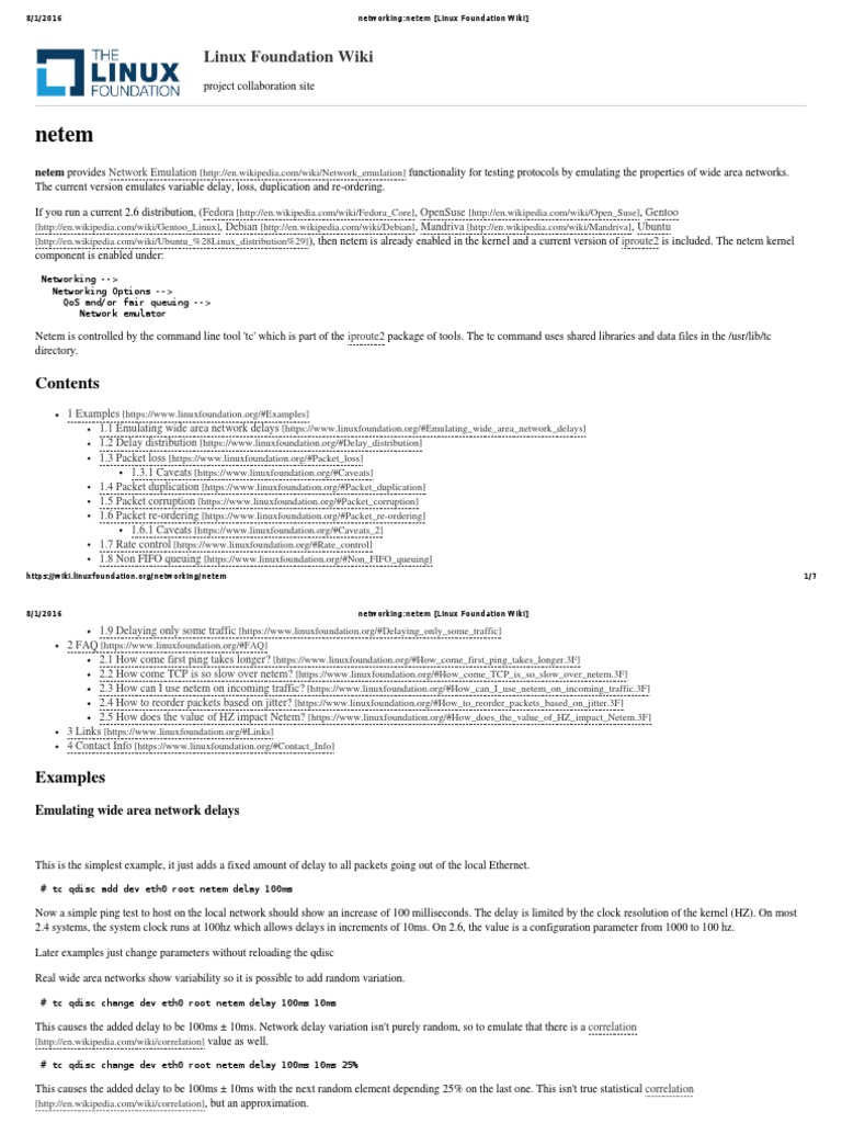 Networking - Netem (Linux Foundation Wiki) | PDF | Transmission Control ...