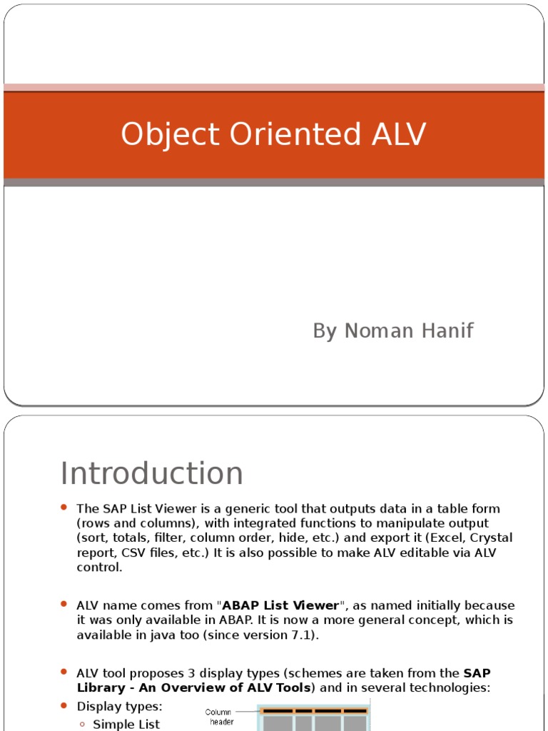 Object Oriented Approach For ALV Lists in ABAP | PDF | Class (Computer Programming) | Object ...