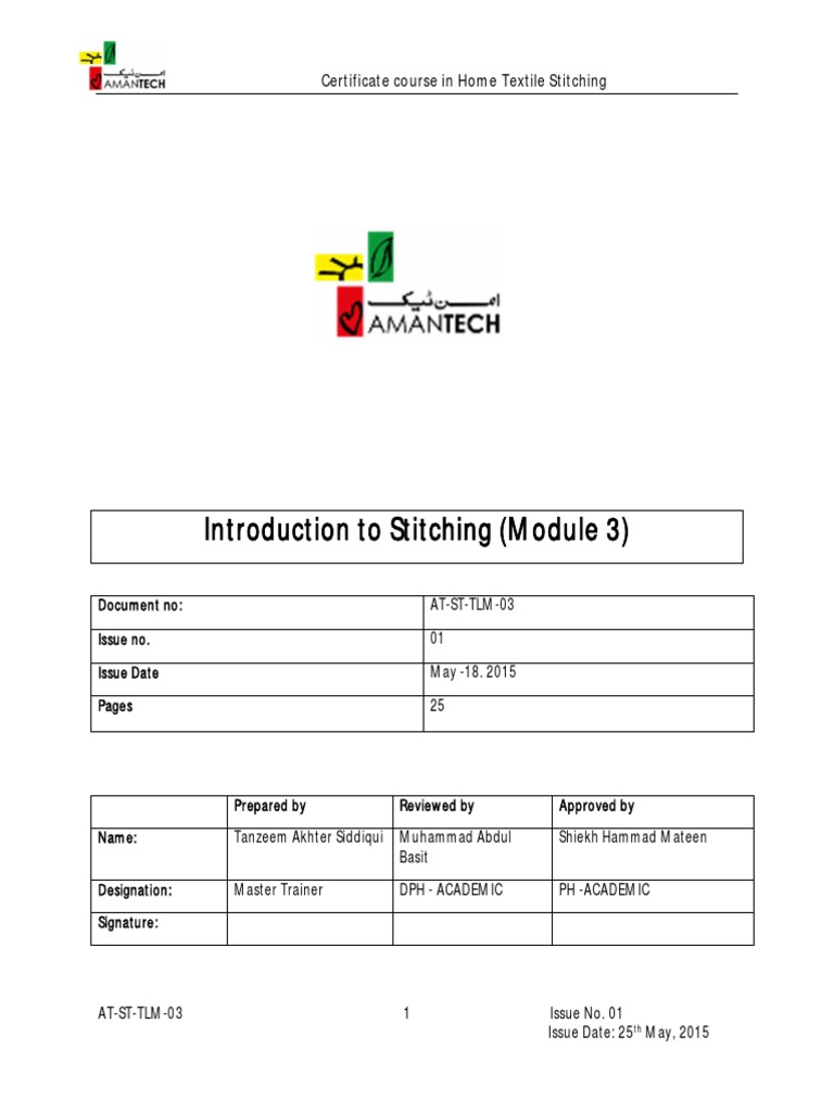 Introduction To Stitching | PDF | Seam (Sewing) | Sewing