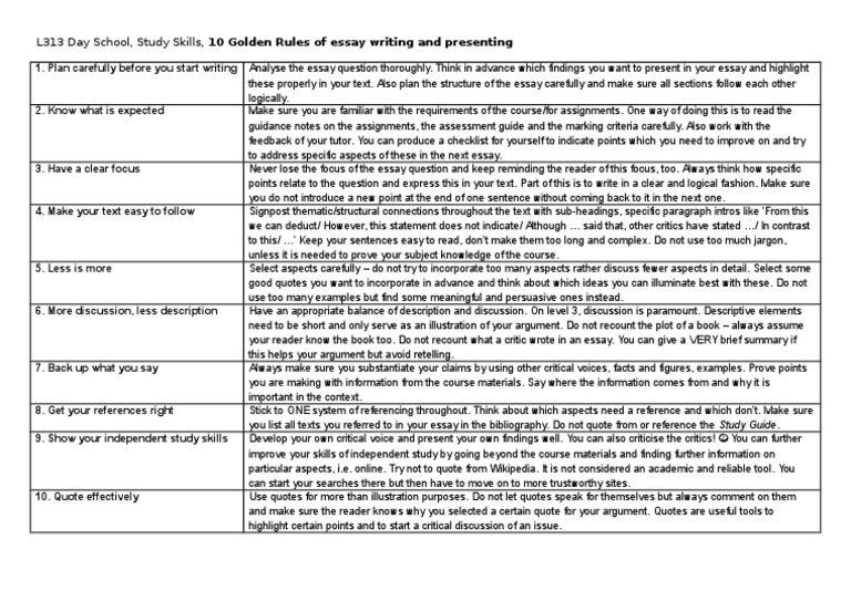10 Rules for Effective Essay Writing | PDF | Essays | Communication
