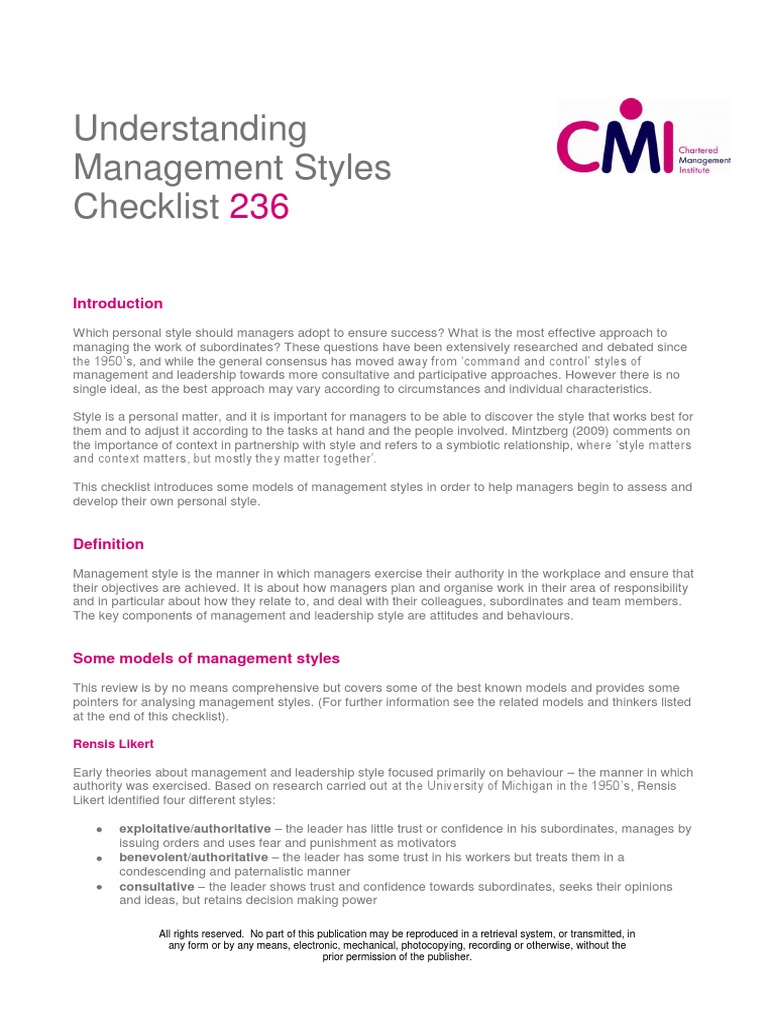 Understanding Management Styles | PDF | Leadership | Motivation