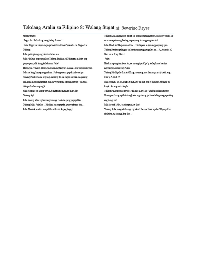 Takdang Aralin Sa Filipino 8 | PDF