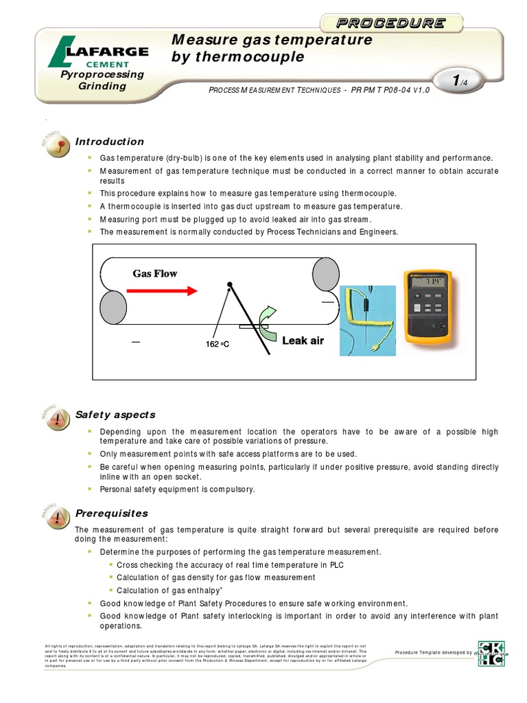 Measure Gas Temperature PDF | PDF | Duct (Flow) | Thermocouple