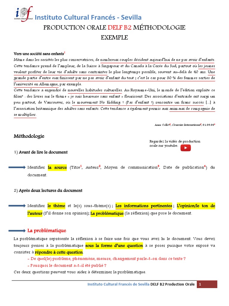Delf b2 Exemple de Production Orale | PDF