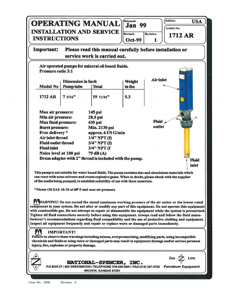 Zee Line Pump Manual | PDF