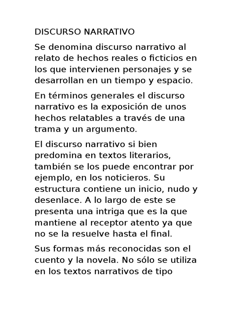 Discurso Narrativo | PDF | Discurso | Cuentos
