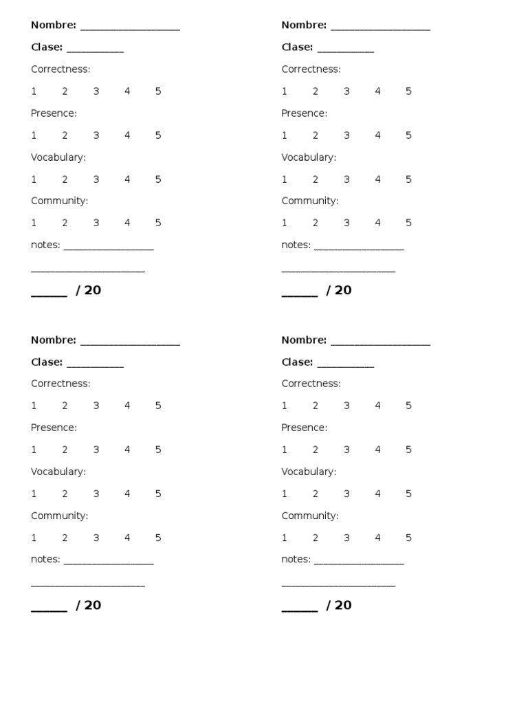 Student Evaluation Form for Spanish Language Classes | PDF