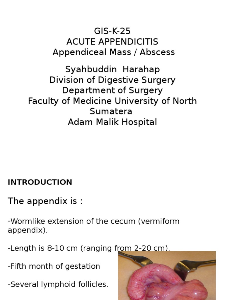 GIS K 25 Acute Appendicitis | PDF | Medical Specialties | Digestive ...