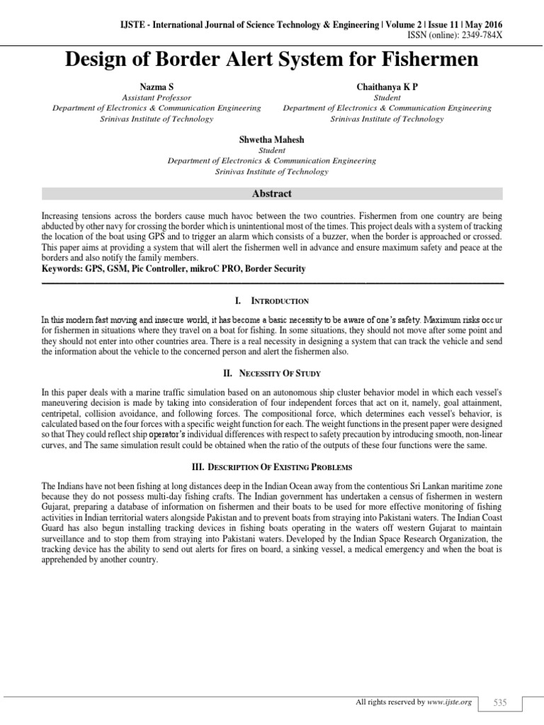 Design of Border Alert System For Fishermen | PDF | Wireless Ad Hoc ...