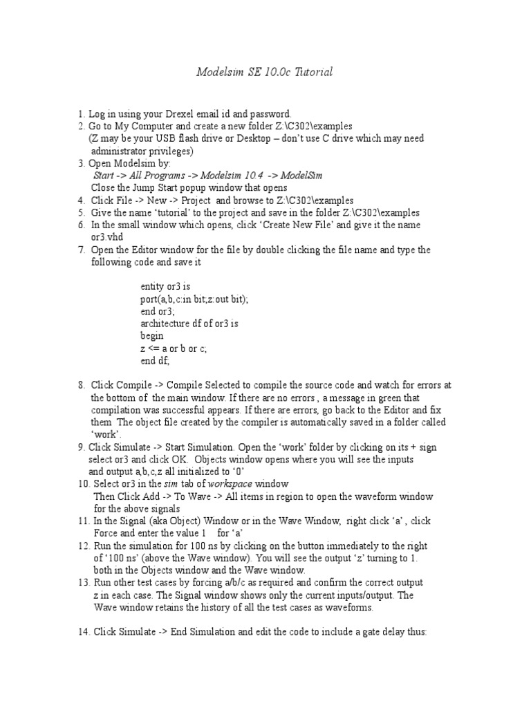 Modelsim Tutorial | PDF