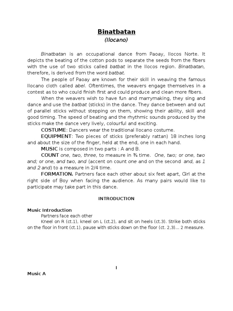 Binatbatan: An Analysis of an Ilocano Dance Depicting the Beating of ...