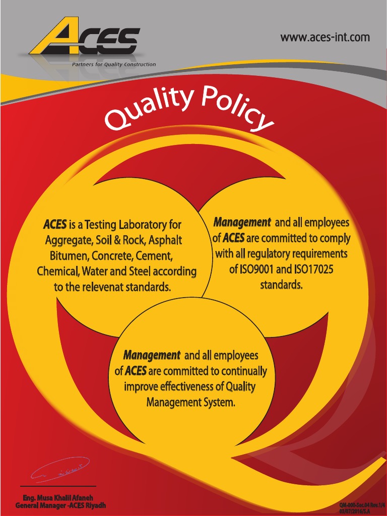 Quality Policy Revised | PDF | Asphalt | Materials