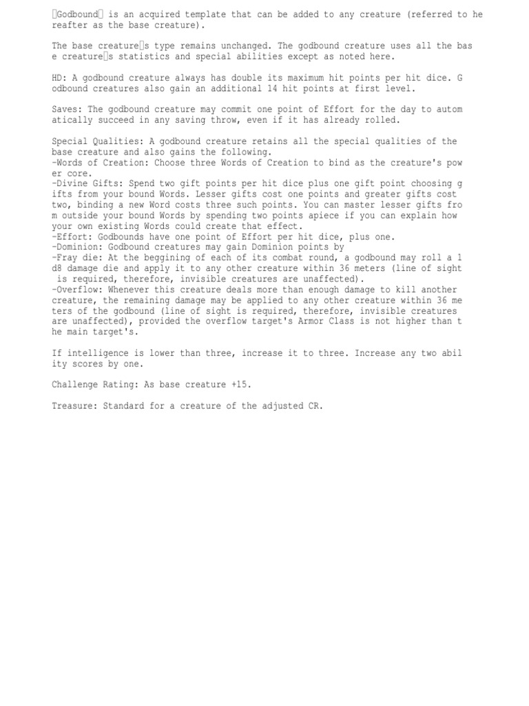 Godbound Template | PDF