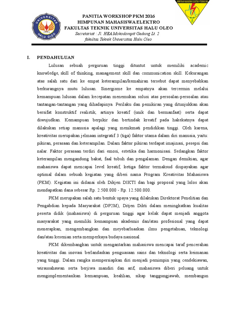 Proposal Workshop PKM | PDF