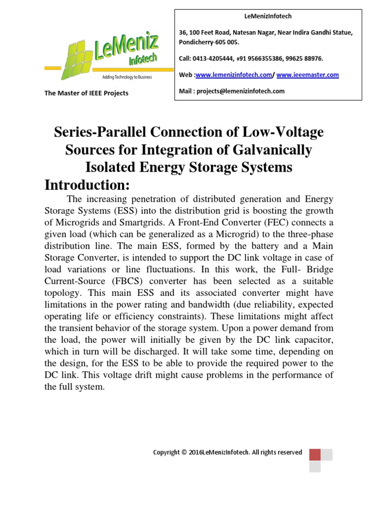 Series-Parallel Connection of Low-Voltage Sources For Integration of ...