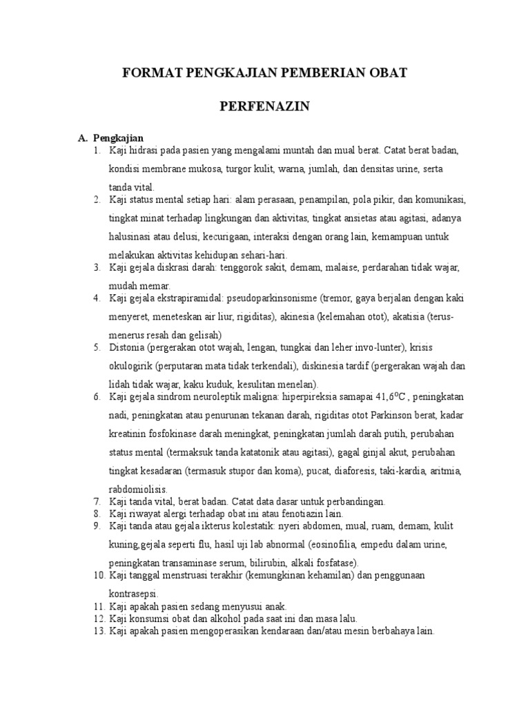 Pengkajian dan Penatalaksanaan Perfenazin | PDF