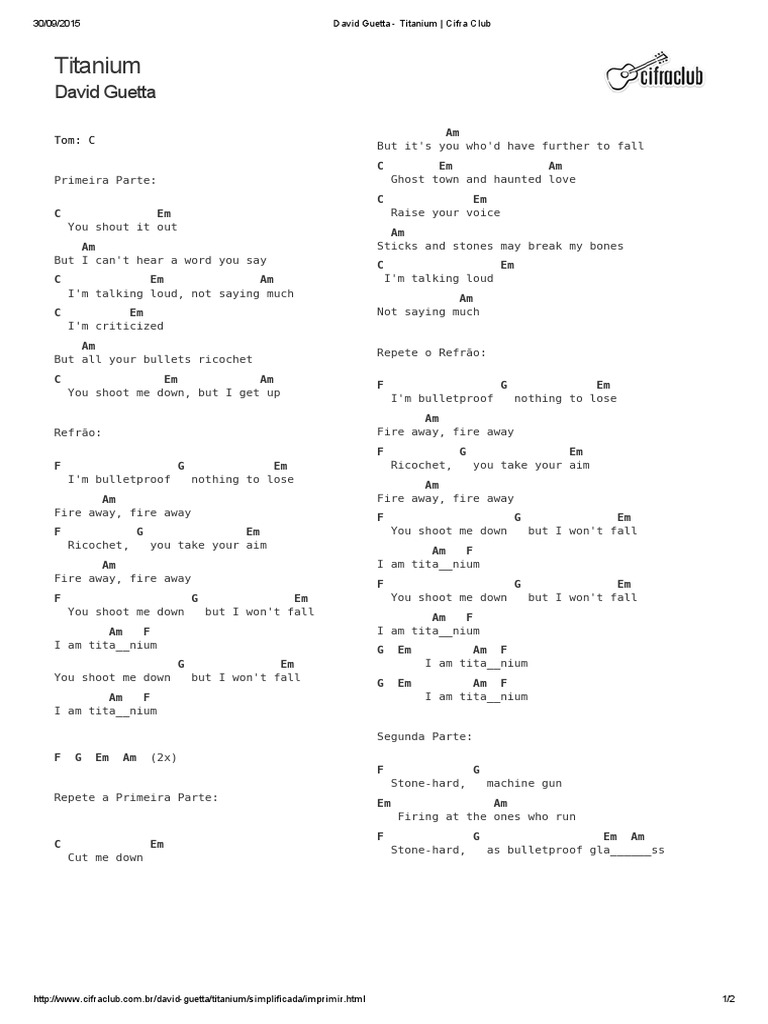 David Guetta - Titanium Chords & Lyrics | PDF