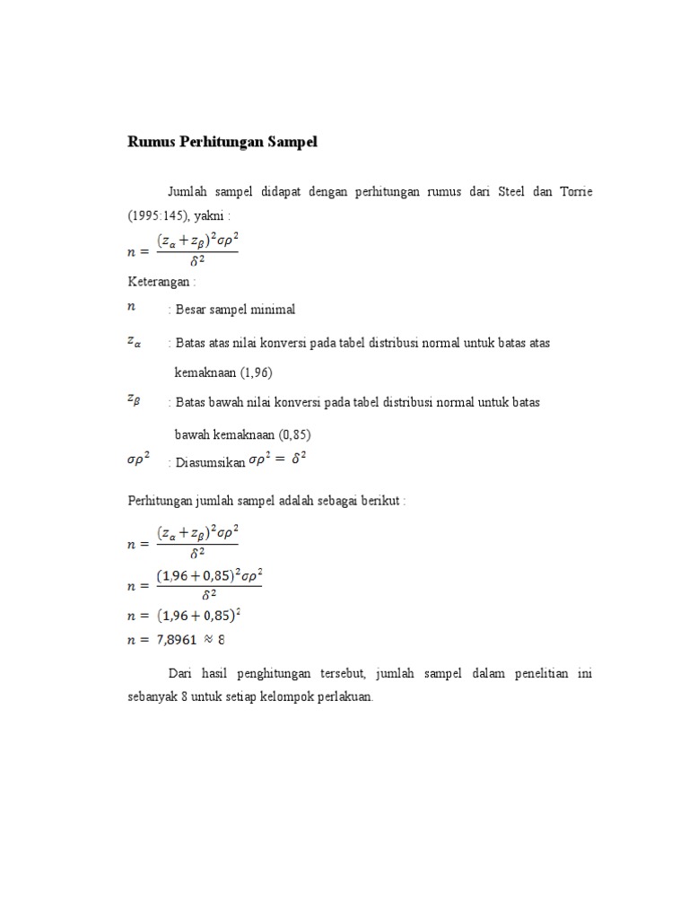 Rumus Perhitungan Sampel | PDF