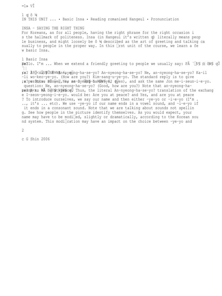 Korean Language Course Book 20 Units | PDF | Consonant | Alphabet