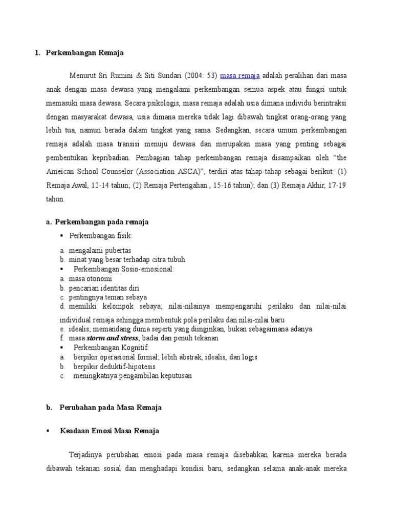 Perkembangan Usia Remaja, Dewasa, Dan Usia Lanjut | PDF