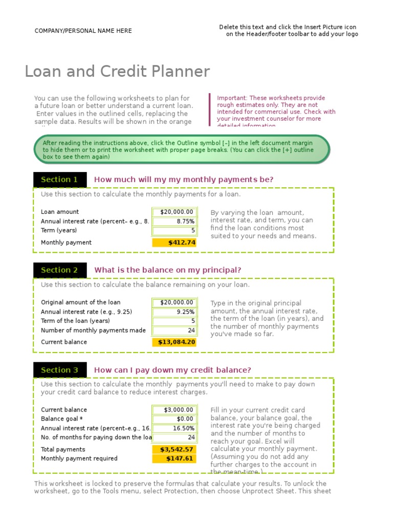 Loan and Credit Planner | PDF