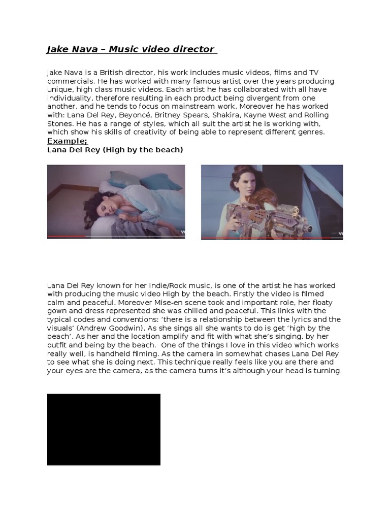 Jake Nava - Music Video Director: Example | PDF