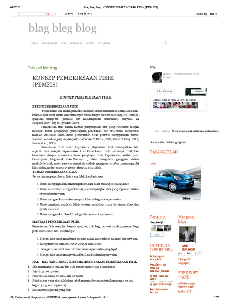 Konsep Pemeriksaan Fisik (Pemfis) PDF | PDF