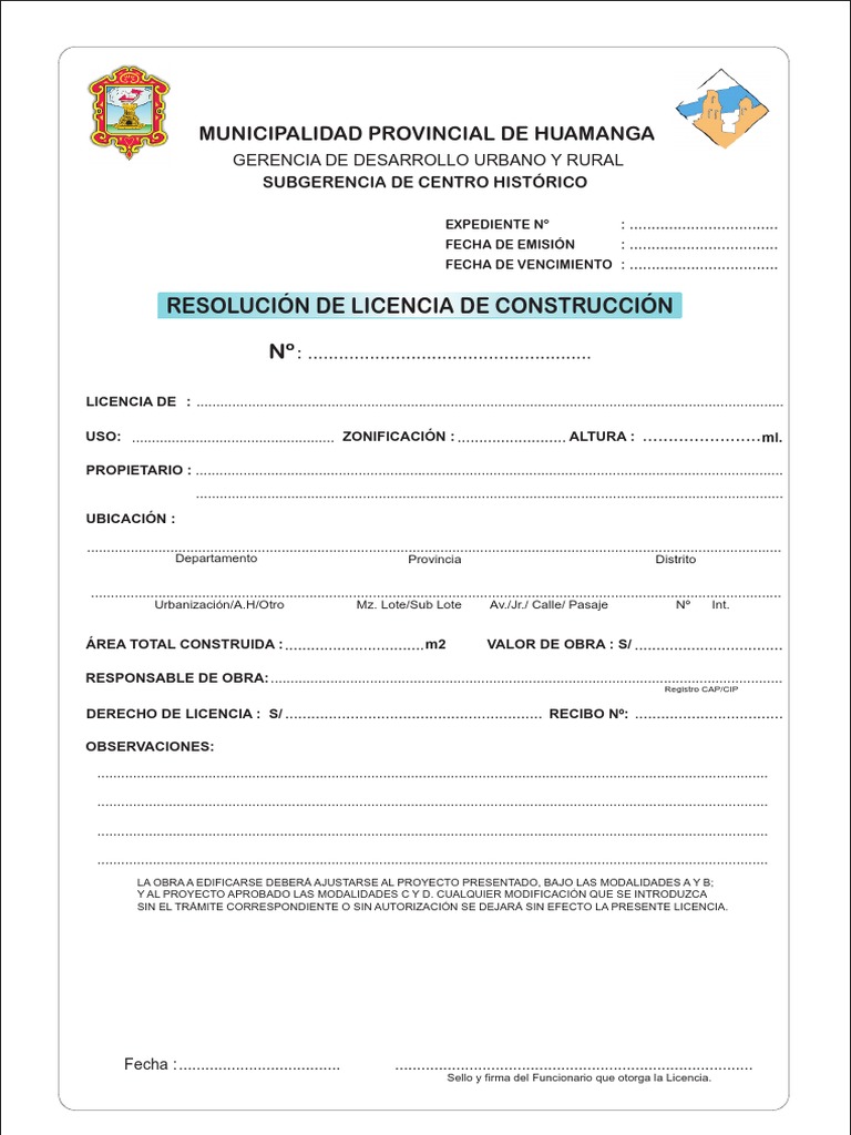 Formato Licencia Construccion PDF | PDF