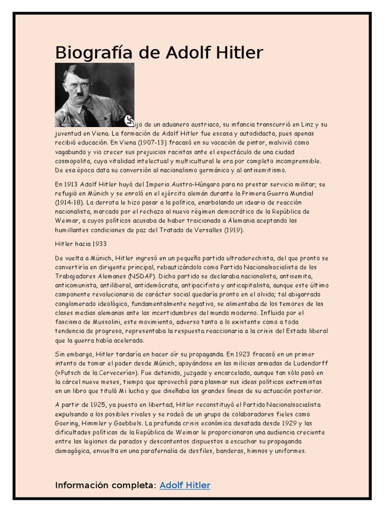 Biografía de Adolf Hitler: Orígenes y Ascenso | PDF | fiesta nazi ...