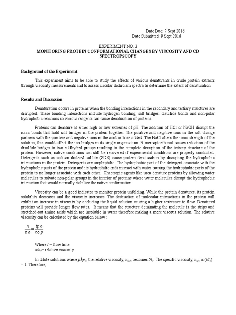 E3 Protein Denaturation | PDF | Denaturation (Biochemistry) | Sodium ...