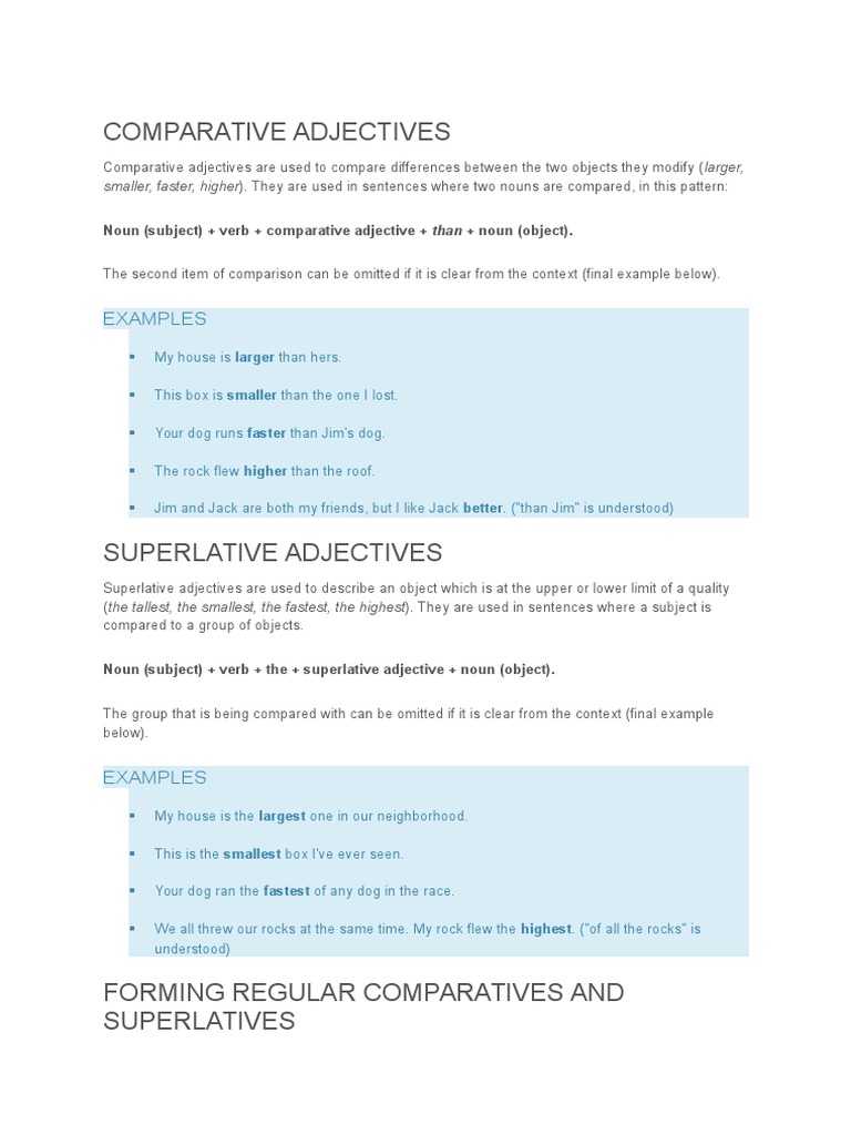 Comparative Adjectives | PDF | Adjective | Grammar