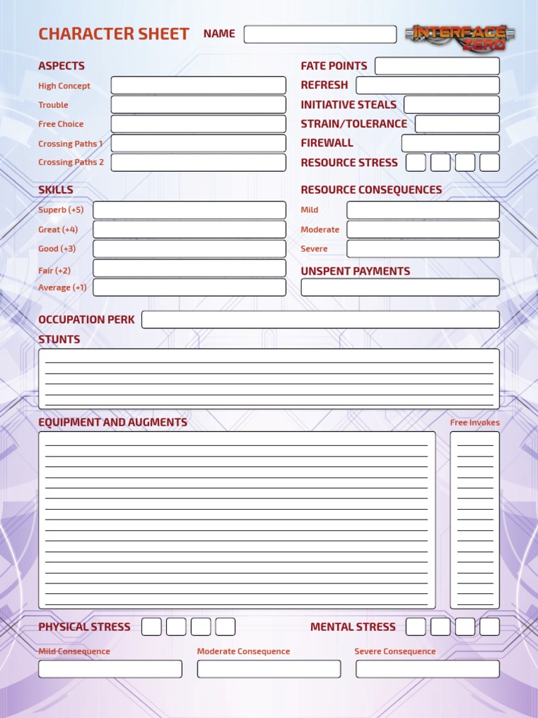 Fate Character Sheet Template | PDF